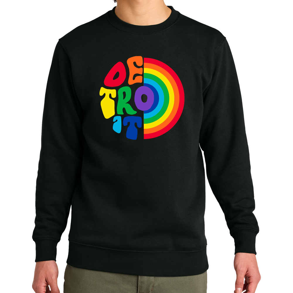 Crew Sweatshirt - Detroit Rainbow - Black – Detroit Can Company