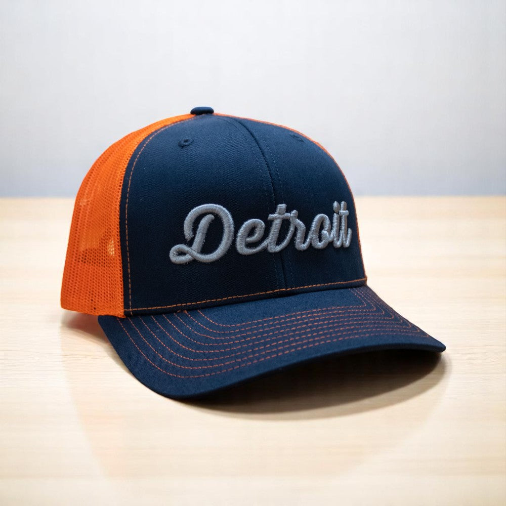 Hat - Detroit Thirsty Navy Orange Richardson Snapback – Detroit Can Company