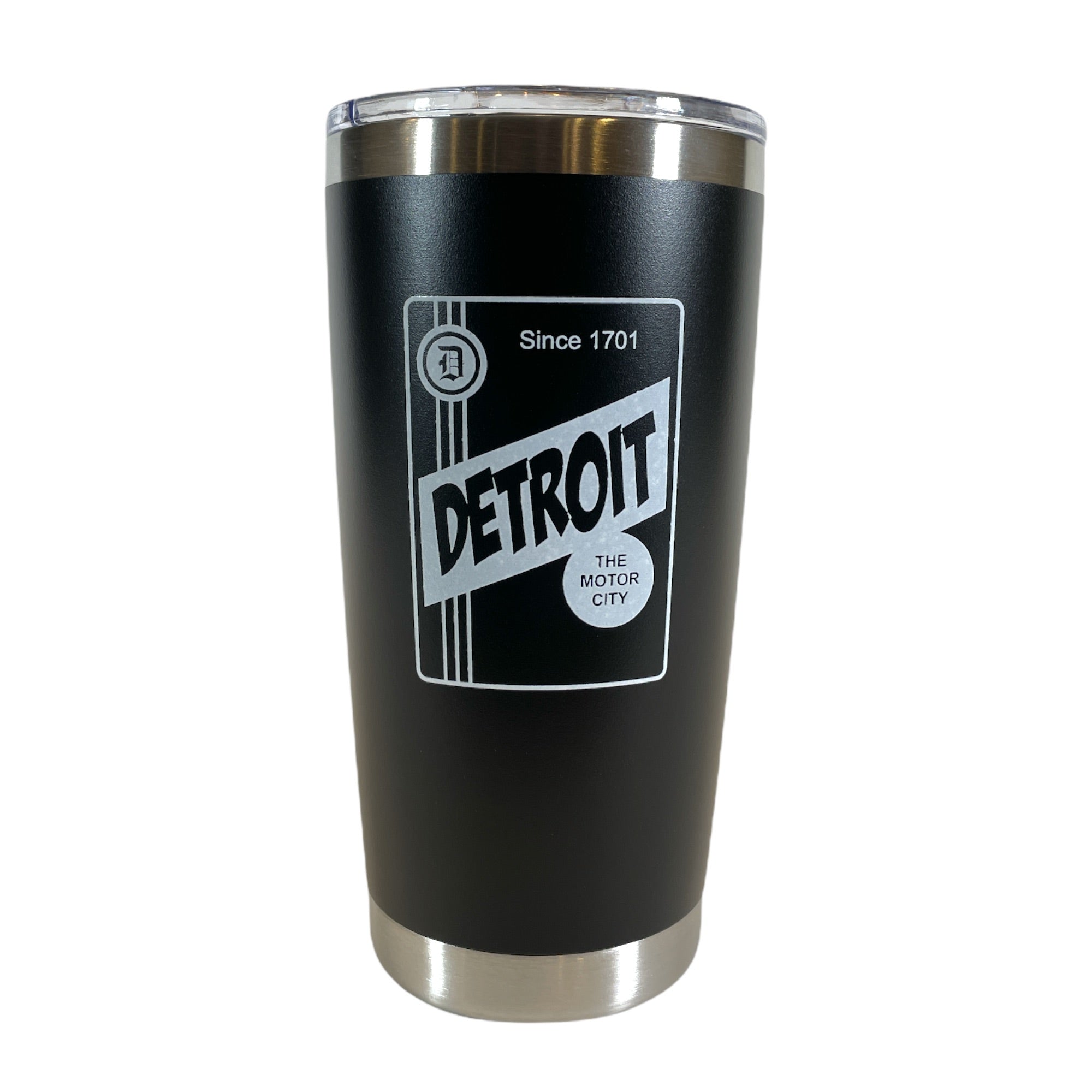 Travel Mug - Detroit Label - Black – Detroit Can Company