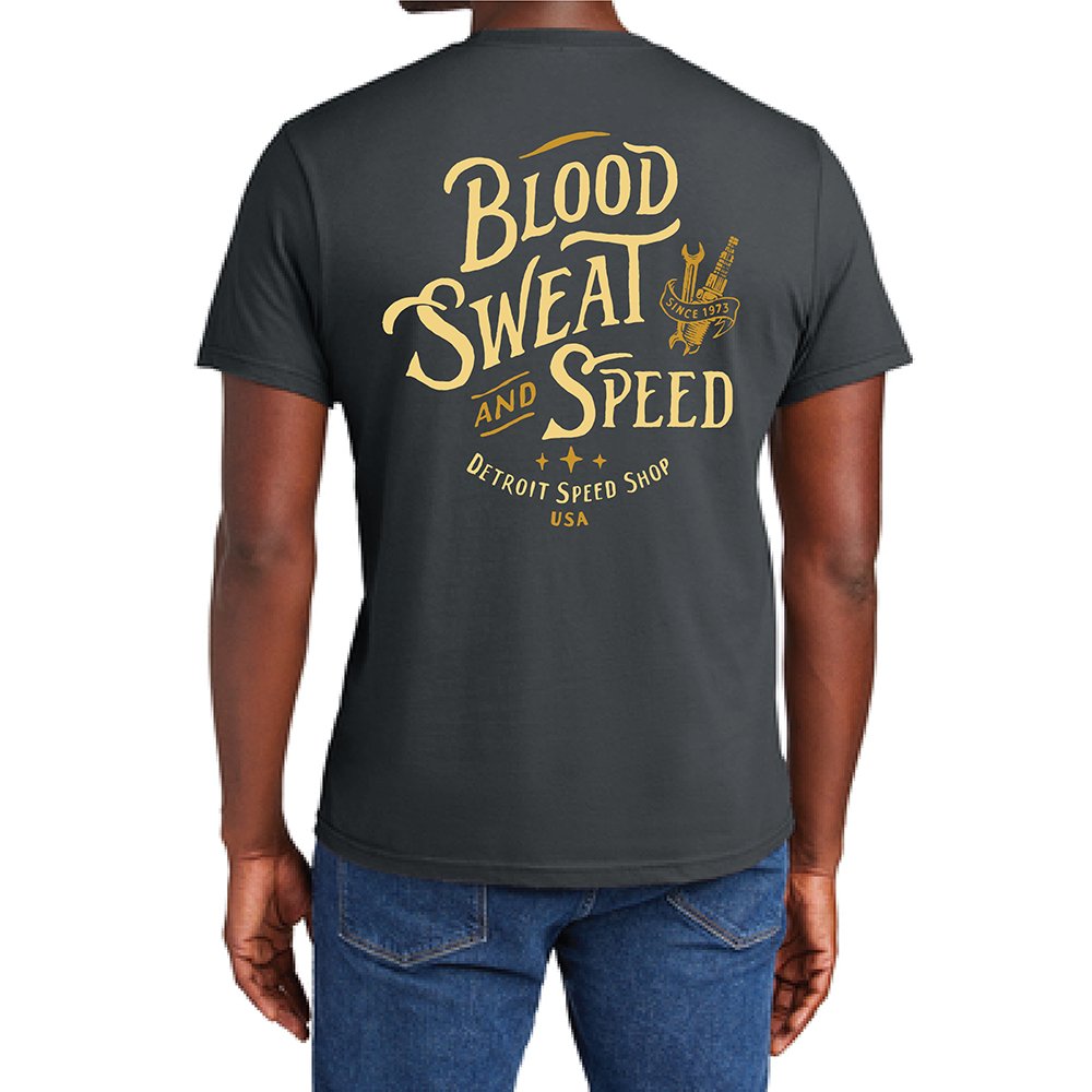 Mens Detroit Speed Shop Blood Sweat & Speed T-shirt - Charcoal ...
