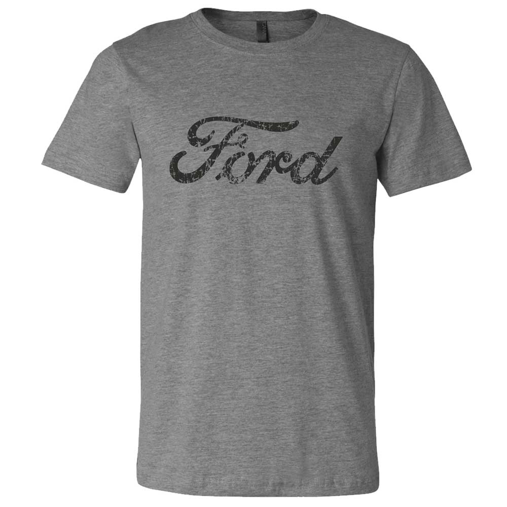 Mens Ford Distressed Text - Triblend Grey – Detroit Can Company