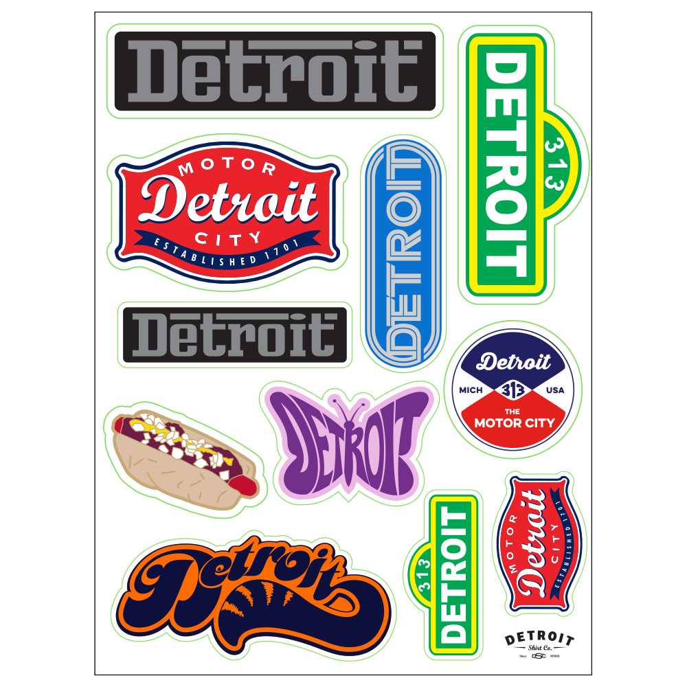 Sticker - Detroit Logos - Sheet – Detroit Can Company